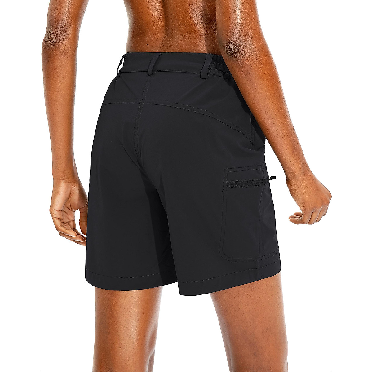 Viodia Women's 6" Hiking Golf Shorts with Zipper Pockets Quick Dry Stretch Cargo Shorts for Women Casual Summer Black