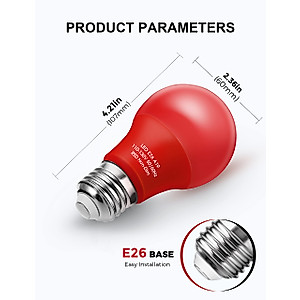 Red and Green Light Bulbs 【4 Pack 】, A19 LED Christmas Light Bulbs, 9W E26 Red Light Bulbs Green Light Bulbs 720LM Red Bulbs Green Bulb Outdoor for Halloween Christmas Lighting, Porch, Non-Dimmable