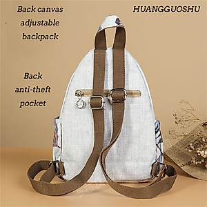 YIMOYICAI Women Casual Boho Woven Medium Canvas Prime Travel Laptop Backpack Hippie Embroidered Vintage Backpack Mushroom