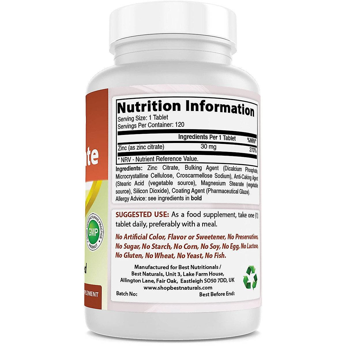 Zinc Citrate 30 mg & Magnesium Glycinate 425 mg