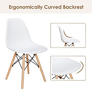 ZENY Modern Dining Chair Set of 4, Mid Century Modern DSW Chair, Side Chairs with Wooden Legs, Shell Lounge Plastic Chair for Kitchen, Dining, Bedroom, Living Room
