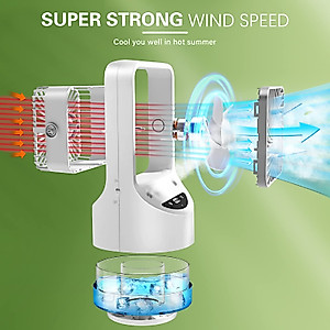 Portable Air Conditioner Fan, Rechargeable Evaporative Air Cooler, Personal Air Cooler Humidifier with 3-Speed, 90° Oscillating, 7 Colors Light, Aroma Discs, Desk Cooling Fan for Home Office Camping