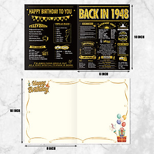 InstaDecor 76th Birthday Card Gifts for Women or Men, Happy and Funny 76 Year Old Birthday Greeting Card for Husband or Wife, Jumbo 8x10 Inch Print, Gold Laser