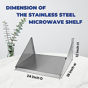 Anrain Stainless Steel Microwave Shelf 320lbs, 18'' x 24'' Microwave Shelf for Heavy Duty Use, Microwave Shelf Wall Mount for Home Kitchens, Commercial Restaurants and Bars, NSF Certified