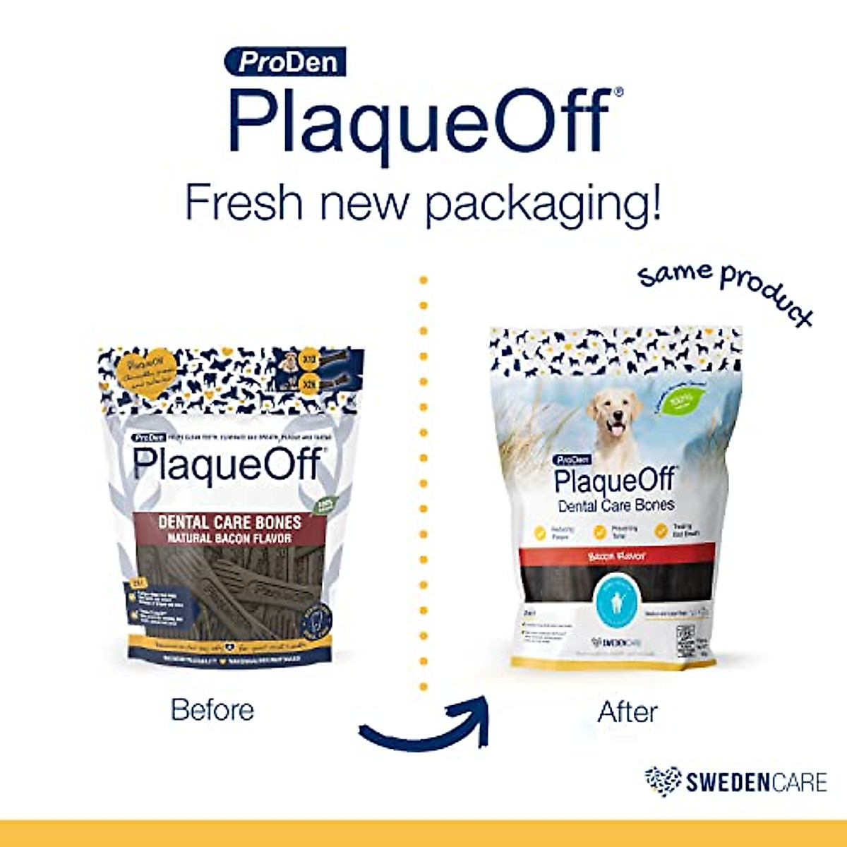 ProDen PlaqueOff System Dental Care Bones - Dog Teeth Cleaning Bones for Oral Hygiene - Supports Fresh Breath & Healthy Mouth for Dogs - Medium/Large Canine Formula - Bacon Flavor - 17 oz