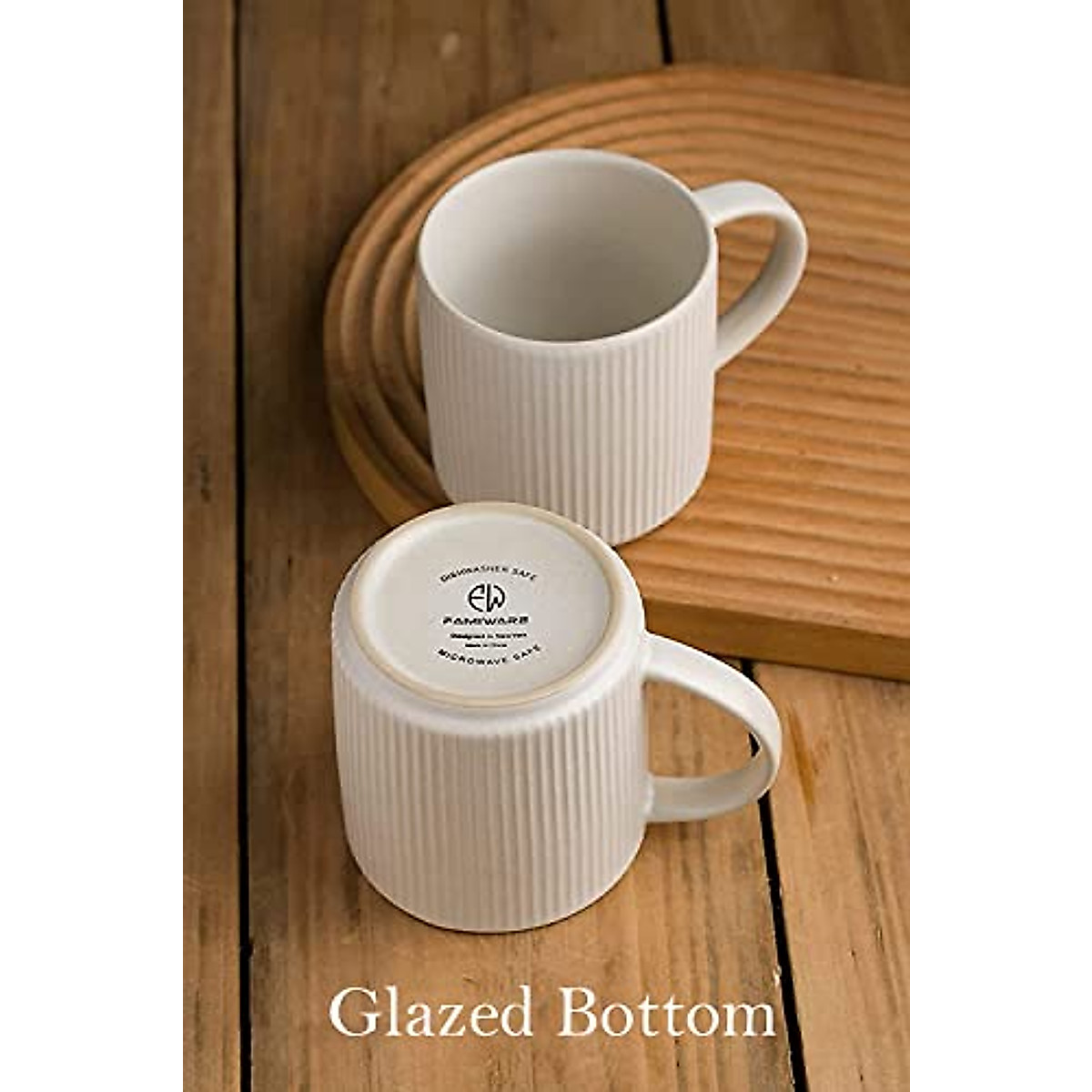 famiware 4 Pieces Coffee Cups, 12 oz Catering Mug with Handle for Coffee, Tea, Cocoa, Milk, Matte White