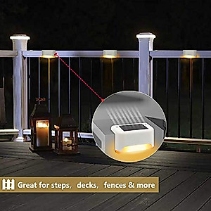 APONUO Solar Deck Lights 16 Pcs, Solar Step Lights Outdoor Waterproof Led Solar Fence Lamp for Patio, Stairs,Garden Pathway, Step and Fences(Warm White)