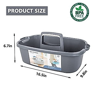 JiatuA Large Portable Mop Bucket, Cleaning Supplies Organizer Shower Caddy Basket with Handle for Bedroom, Kitchen, Camping, College Dorm, Tailgating, Car Wash, Outdoor, Garden, Garage, Tool