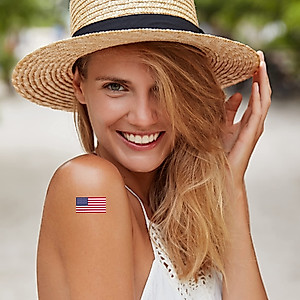 FashionTats American Flag Temporary Tattoos | Pack of 25 | JULY 4th - Labor Day - Memorial Day - Olympics - Soccer | Skin Safe | MADE IN THE USA | Removable