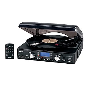 JENSEN JTA-460 Digital 3-Speed Stereo Turntable with MP3 Encoding & AM/FM Receiver