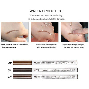 Waterproof Eyebrow Pen Microblading Eyebrow Pen Makeup with a Micro-Fork Tip Liquid Eyebrow Pencil (2#Brown)