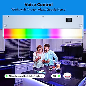 Hardwire Under Cabinet Lights Hardwired or Plug in Tasking Lighting White & RGB Color Changing Dimmable with Remote, Alexa, Google Enabled, Smart Under Counter Lighting Fixture for Kitchen (18 Inch)