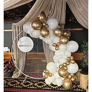 KBZVNAF White Gold Balloons Garland Kit - 100Pcs White Metallic Gold and Gold Confetti Latex Balloons Arch for Wedding Baby Shower Engagement Birthday Party Decorations