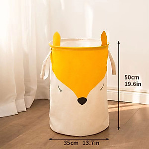 2 Packs Nursery Laundry Hamper,Fox Storage Basket,Fox Basket,Round Laundry Basket,Laundry Basket,Fox Hamper,Animal Hamper,Animal Laundry Basket,Cute Babies Laundry Basket,Decorative Laundry Baskets