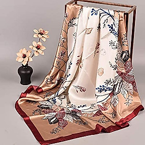 Stlvoll 5PCS Large Satin Head Scarves - Silk Square Like Neck Scarf Hair Wraps Headscarf for Sleeping Head Scarf Bundle 35 in