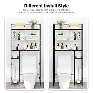 MallBoo Over The Toilet Storage, 5 Tier Bathroom Organizer Shelf, 31.5''W Toilet Rack with Adjustable Feet, Bathroom Rack for Restroom, Laundry, Balcony（Black）