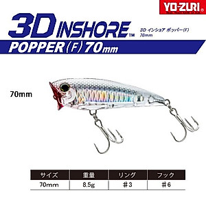 Yo-Zuri R1210-HGBL 3D Inshore Popper, Color, Gold Black, 70mm 2-3/4'