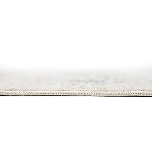 Unique Loom Chateau Collection High-Low Pile, Vintage, Traditional, Distressed, Medallion Area Rug (5' 0 x 8' 0 Rectangular, Beige/Navy Blue)