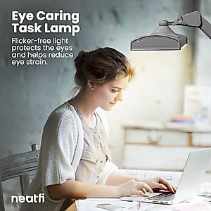 Neatfi Ultra 3,500 Lumen LED Desk Lamp, Color Correlated Temperature, 3 Light Modes, Dimmable, 45W, 26 Inch Wide Metal Shade, 540 SMD LEDs (CCT with Clamp, Silver)