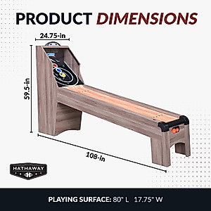 Hathaway Shooting Star 9-ft Arcade Ball Roll and Score Machine Table with LED Electronic Scorer and Sound, Great for Family Recreation Game Rooms, Driftwood