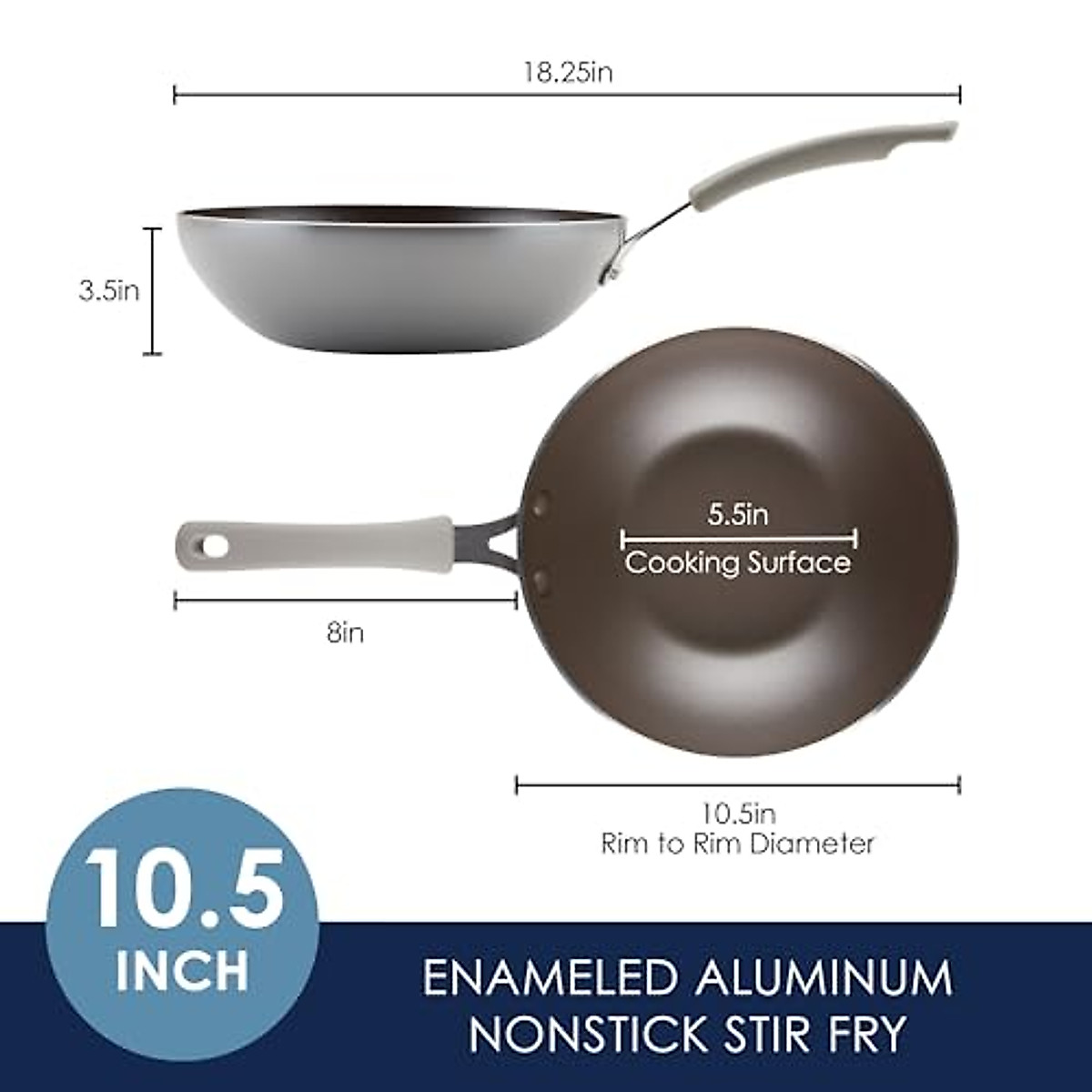 Rachael Ray Cook + Create Nonstick Stir Fry Pan/Wok, 10.5 Inch, Gray