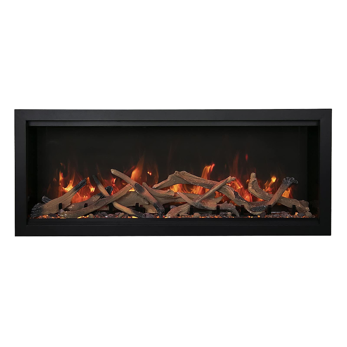 Amantii SYM-50-XT-BESPOKE Symmetry Extra Tall Bespoke 50-inch Indoor/Outdoor Electric Fireplace with Remote, Trim, Drift Log Media, and WiFi/Bluetooth Speaker