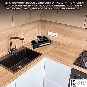 Bamboo Magnetic Ziplock Bag Organizer Black for Drawer | Bamboo Drawer Organizer for Ziplock Bags | Kitchen Drawer Organizer Black | Wood Ziplock Bag Organizer for Drawer Black