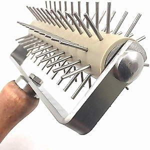 Stainless Steel Pizza Dough Roller Docker,Time-Saver Pizza Dough Roller Docker with Wood Handle, Pizza Bread Pin Puncher Pizza Wheel, for Pizza Cookie Cake Pie Pastry Bread Dough