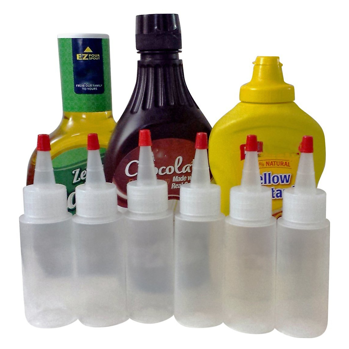 SanDaveVA Brand 6 Plastic Squeeze Bottles Cake Decorating Paint Crafts Condiments 60ml 2oz