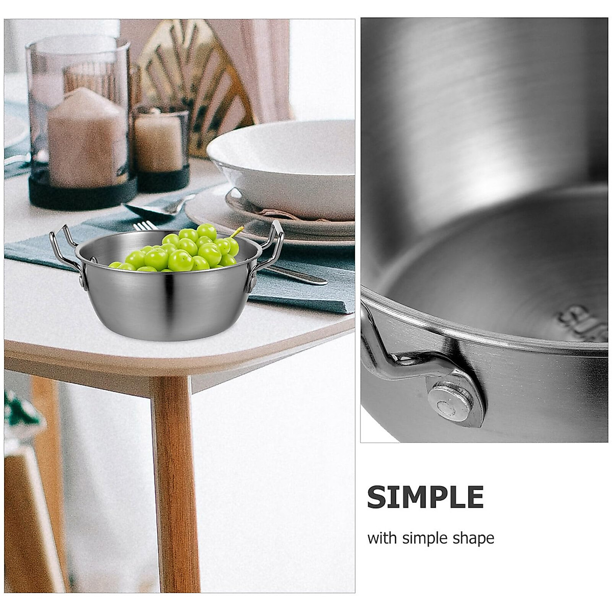 UPKOCH Ramen Cooking Pot 13cm Stainless Steel Pasta Stockpot Korea Noodle Pot Japanese Soup Serving Bowl Induction Saucepan Stewpot for Stovetop Camping Cookware Silver