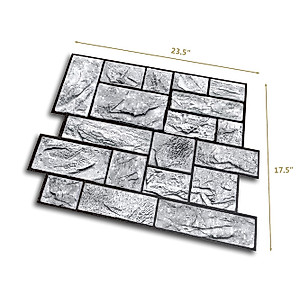 CONCORD WALLCOVERINGS ™ 3D Wall Panels, Pack of 6 - Natural Stone Block Design in Grey, Realistic Textured PVC Panels, 17.5" x 23.75", Covers 17.31 sq.ft., Model 573SG