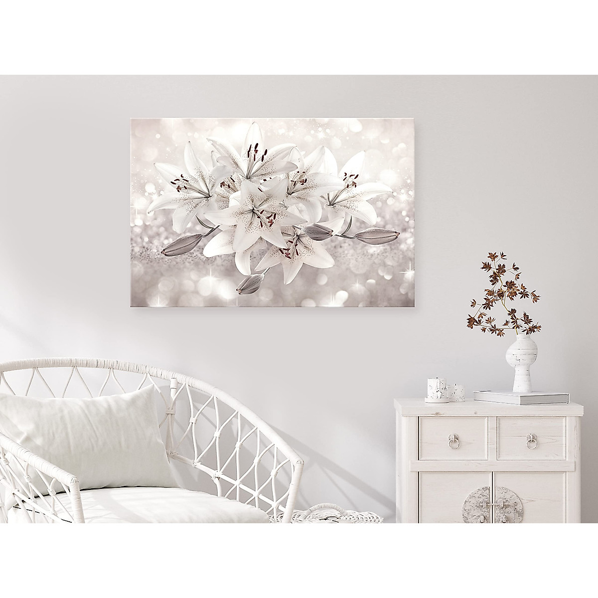 artgeist Acoustic Canvas Wall Art Lilies Flower 35x24 in - 1pcs Picture with Acoustic Foam Sound Print Artwork Room Acoustics Soundproofing Nature Botanical Plant b-C-10285-b-a