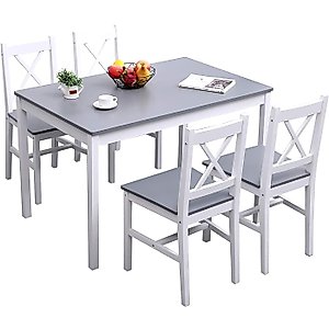 sogesfurniture 5 Piece Kitchen Dining Room Table Sets for 4, Modern Space-Saving Dining Furniture, Pastoral Rectangular Dining Table Furniture Set for Kitchen, Dining Room