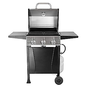 Grill Boss GBC1932M Outdoor BBQ 3 Burner Propane Gas Grill for Barbecue Cooking with Top Cover Lid, Wheels, & Side Shelves, Black