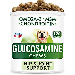 BARK&SPARK Glucosamine Dog Treats + Omega 3 for Dogs Bundle - Hip Support and Joint Pain Relief Supplement + Fish Oil Chews for Shedding, Skin Allergy, Itch Relief, Skin and Coat Supplement