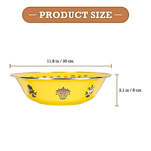 DOITOOL Vintage Mixing Bowl Enamel Bowl Vintage Enamelware Salad Mixing Bowl Enamel Washing Basin Vintage Soup Basin Soup Bowl Round Serving Tray for Home