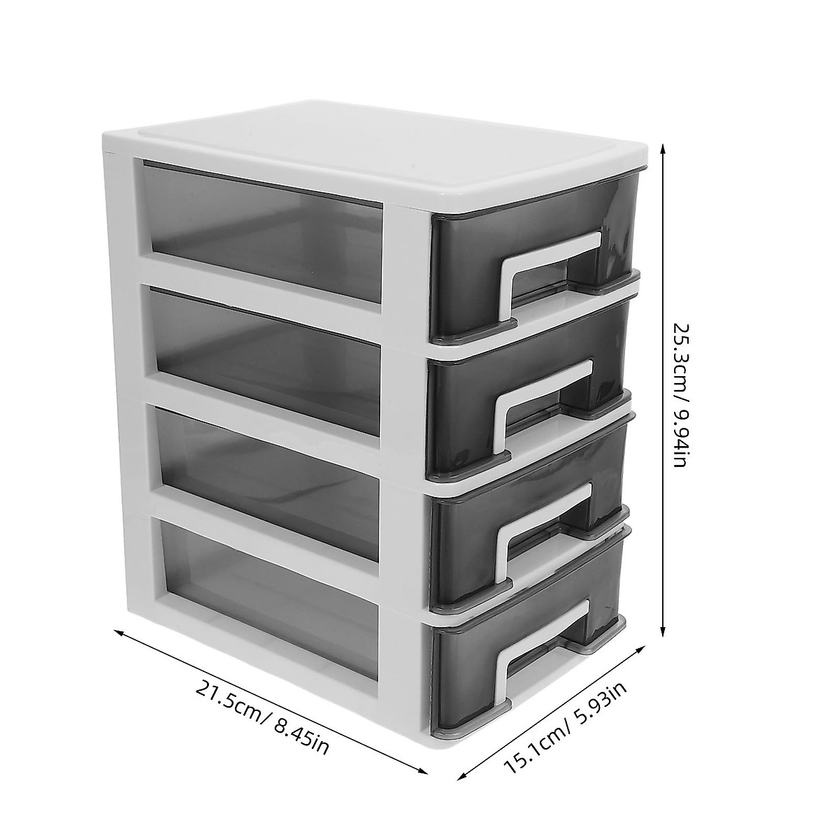 BESPORTBLE 4 plastic drawer Plastic Storage Drawers- Drawer Storage Organizer White Frame with Clear plastic desktop drawers Drawers