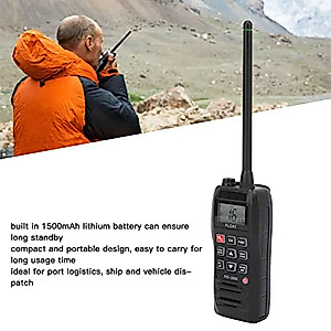 Portable VHF Transceiver, Marine Radio 6W 1W Compact Low Distortion Waterproof Anti Interference for Port Logistics (US Plug)