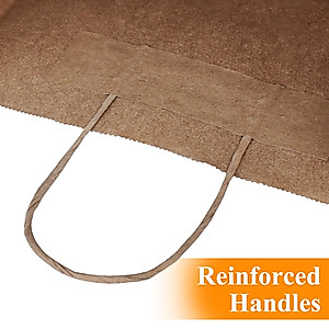 BagDream 10x6 3/4x12 Paper Bags 50Pcs Brown Paper Bags with Handles, Kraft Shopping Bags, Merchandise Retail Bags, To Go Bags for Takeout Containers, Wider-gusset Recycled Paper Gift Bags Bulk