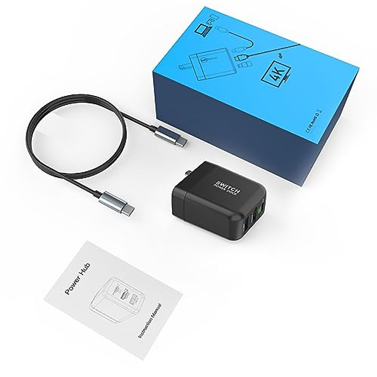 Switch Dock Charger for Nintendo Switch, Mirabox 36W Portable TV Docking Station for Nintendo Switch with 4K@60Hz HDMI/USB2.0/PD USB-C Fast Charging Ports, Full-Featured USB-C to USB-C Cable Included