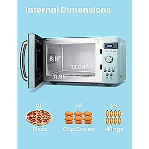 COMFEE' Retro Small Microwave Oven With Compact Size, 9 Preset Menus, Position-Memory Turntable, Mute Function, Countertop Microwave For Small Spaces, 0.7 Cu Ft/700W, Green, AM720C2RA-G