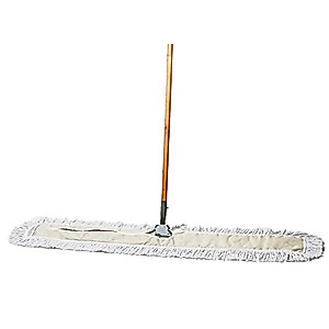 Tidy Tools Commercial Dust Mop & Floor Sweeper, 48 in. Dust Mop for Hardwood Floors, Cotton Reusable Dust Mop Head, Wooden Broom Handle, Industrial Dry Mop for Floor Cleaning & Janitorial Supplies