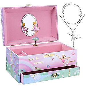 Jewelkeeper Ballerina Music Box & Little Girls Jewelry Set - 3 Ballerina Gifts for Girls - Ballerina Jewelry Box for Girls Musical