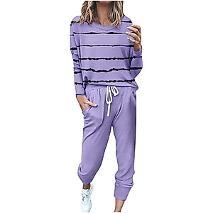 KICILVS Sweatsuits for Women Set 2 Piece Long Sleeve Crewneck Pullover Tops and Drawstring Jogger Pants Workout Tracksuits