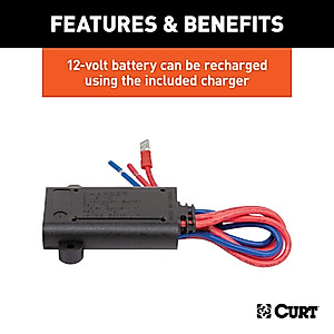 CURT 52028 Soft-Trac 2 Trailer Breakaway Switch Kit System with Battery and Charger , black
