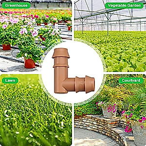 JAYEE 25 Pack Drip Irrigation Barbed Elbow Fittings (17mm) for 1/2" Drip Hose(0.600”ID) ，Sprinkler Tubing Connector for Drip System