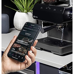 GE Profile Semi Automatic Espresso Machine + Steam Frother | Italian-Made 15 Bar Pump for Balanced Extraction | 15 Adjustable Grind Size Levels | WiFi Connected for Drink Customization | Black