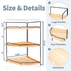 FairyHaus Bathroom Counter Organizer, 3 Tier Corner Bathroom Countertop Organizer for Skincare Make up Storage, Rustic Wood Bathroom Kitchen Vanity Counter Organizers