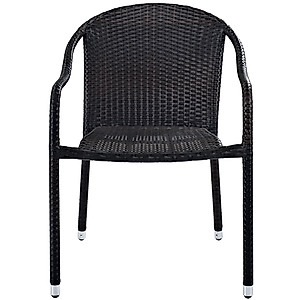 Crosley Furniture Palm Harbor 4-Piece Stackable Outdoor Chair Set, Wicker Patio Chairs for Dining, Porch, Brown