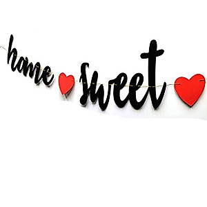 Home Sweet Home Black Glitter Hanging Sign Banner- Welcome Back Sweet Home Banner, Home from War Banner, Military Welcome Back Sweet Home Banner